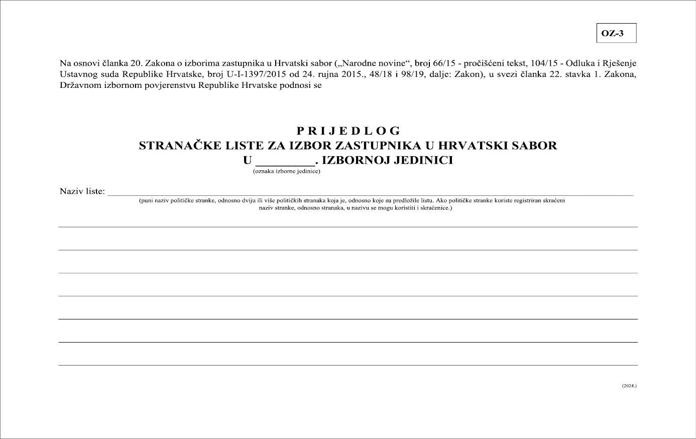 Obvezatne upute broj Z V – obrasci za postupak kandidiranja i za ...